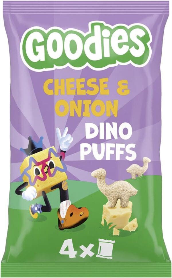 Goodies Kids Snack Dino Puffs Cheese & Onion Multipack 4x12g - Health Box